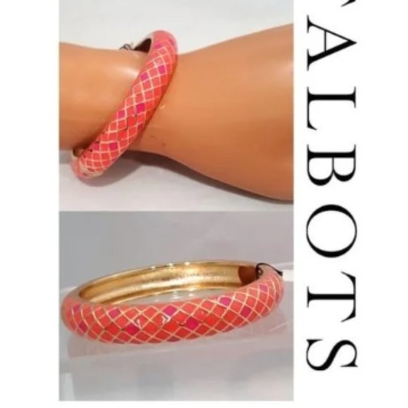 Talbots | Jewelry | Talbots Gold Plated Pink Hinged Bangle Bracelet | Poshmark